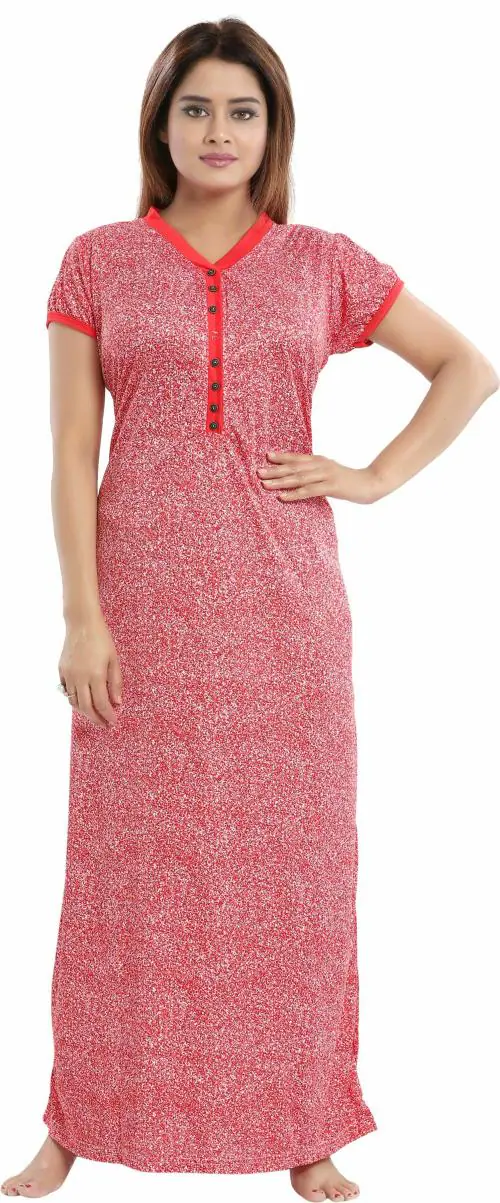 Buy SHOPPING STATION Women Pink Printed Satin Nighty - Free Size Online ...