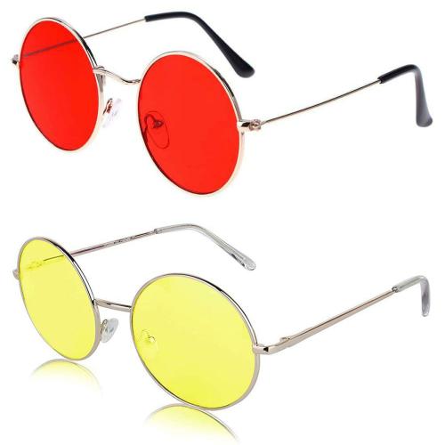 Buy Phenomenal Men Round Sunglasses Red, Yellow Frame, Red, Yellow Lens ...