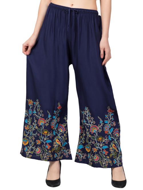 Buy Hathor Dreamz Stretchable, Elegant and Easy Wash-Ankle Length Women Rayon Floral Palazzo,26 ...