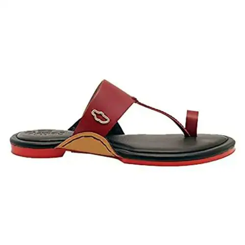 Buy Chappers Men's Leather Vira Black Kolhapuri Slippers Online at Best ...