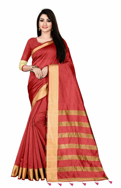 Buy SAREYA VEELA Maheshwari Women Green Striped Silk Blend Sarees ...