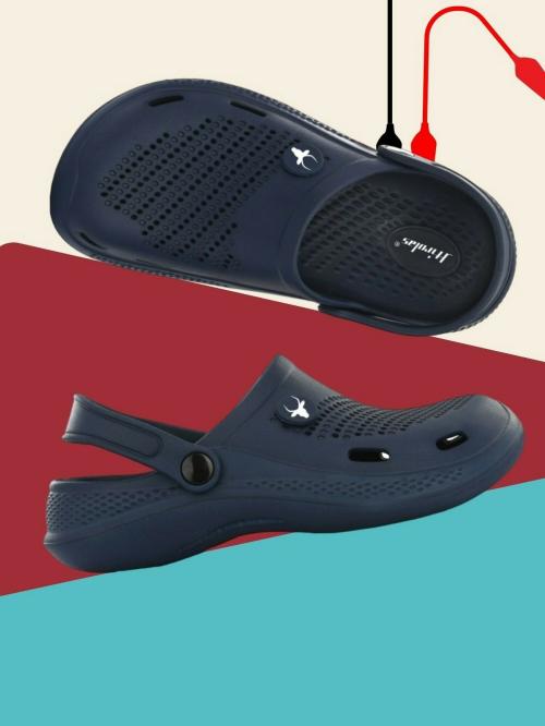 Buy Hirolas Men cushioned Fluffy comfortable clogs Sliders - Blue ...