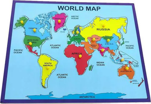 Buy ANGO Wooden World Map Puzzle and Identifier Board with Knobs ...