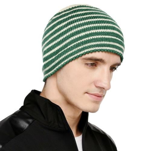 Buy Bharatasya Handknitted Green and Cream Unisex Winter Woolen Cap in ...