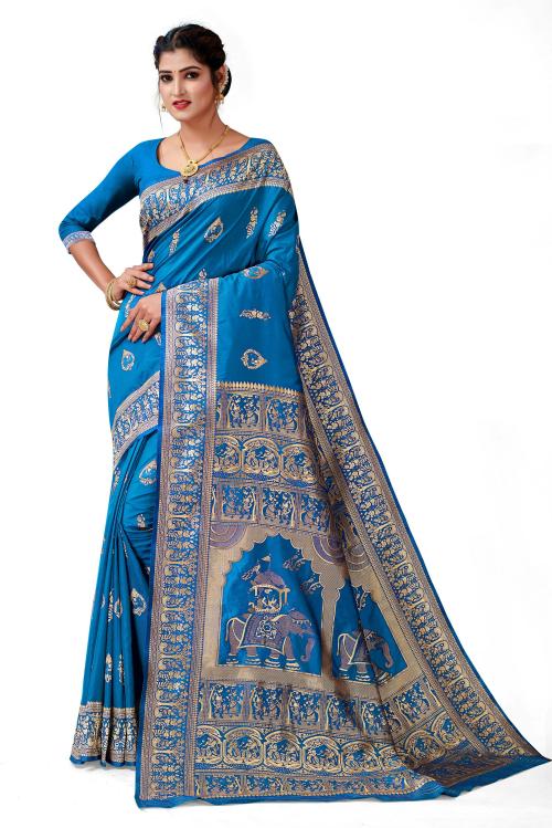 Buy RATNAVALI Woven Baluchari Pure Silk, Art Silk Saree MX30-04 Online ...