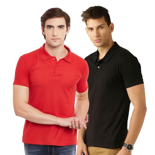 Buy Fastoche Men Black,red Polo Tshirt (Pack Of 2) Online at Best ...