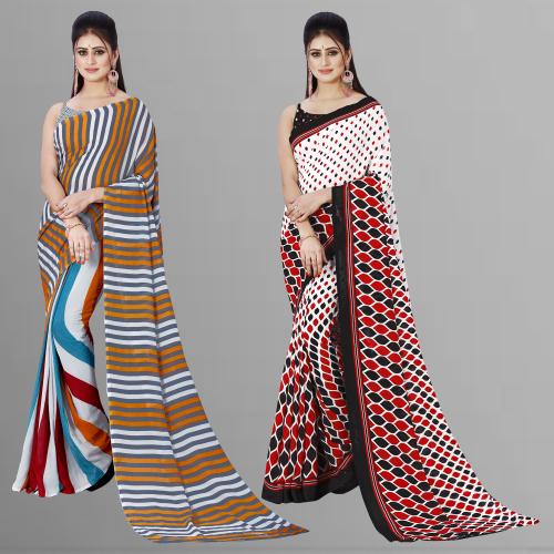 Buy Anand Women Multicolor7 Self Design Pattern Georgette Pack of 2 ...