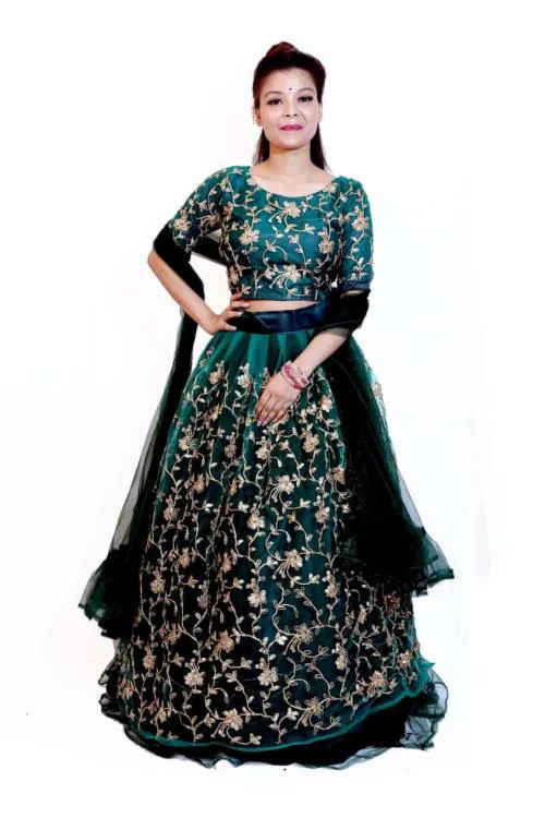Buy Tilism Girls And Women Green Embroidered Lehenga Online at Best ...