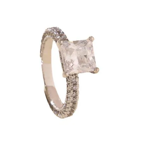 Buy 925siller Sterling Silver Square Shape Single Solitaire Ring Online ...