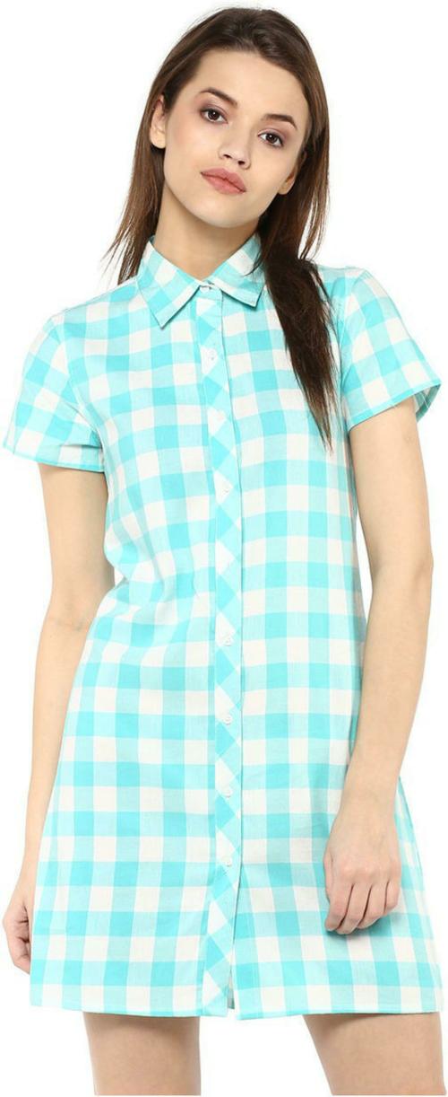 Buy StyleStone Women Blue Check Dress Online at Best Prices in India ...
