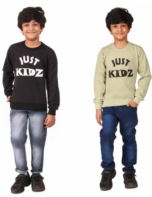 Buy Kcoy Boys Grey Blue, Dark Blue Printed Denim Pack Of 2 Casual Jeans ...