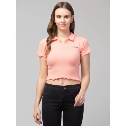 Buy Famiss fashion Cotton Blend Cape Sleeves Collared Neck Self Design ...