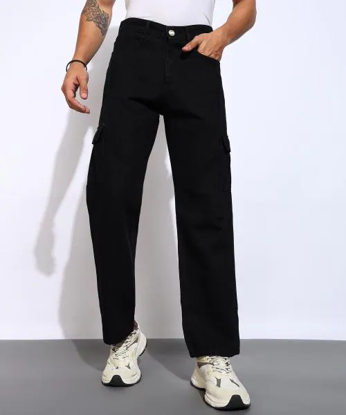 Buy Bwolves Black Straight Fit Cargo Denim Jeans Online at Best Prices ...