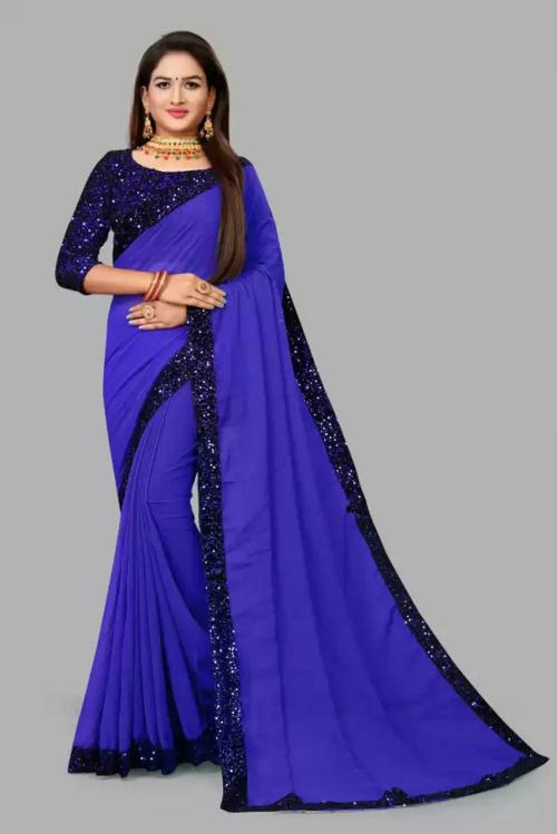 Buy Purimaa Women Purple Georgette Solid Saree Online at Best Prices in ...
