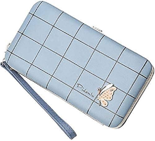 Buy QBLYN Blue PU Leather and Polyester Line Design Wallet with Card ...