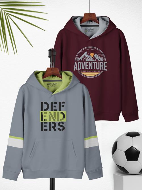 Buy HELLCAT Girls Printed Cotton Blend Hoodie T-shirt Pack of 2 Online ...