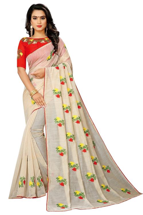 Buy JULEE Women's Cotton Embroidered Saree Online at Best Prices in ...