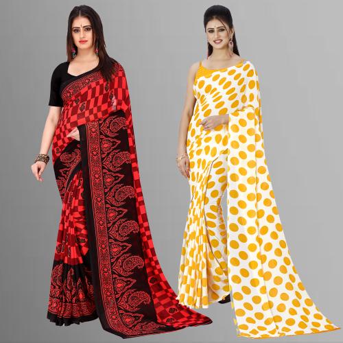 Buy Kashvi Women Multicolor5 Self Design Pattern Georgette Pack of 2 ...