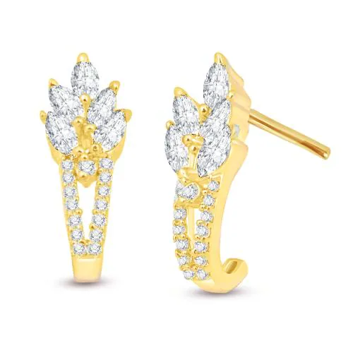 Buy Vshine Earring Set Exclusive J Bali Shaped American Diamond Gold ...