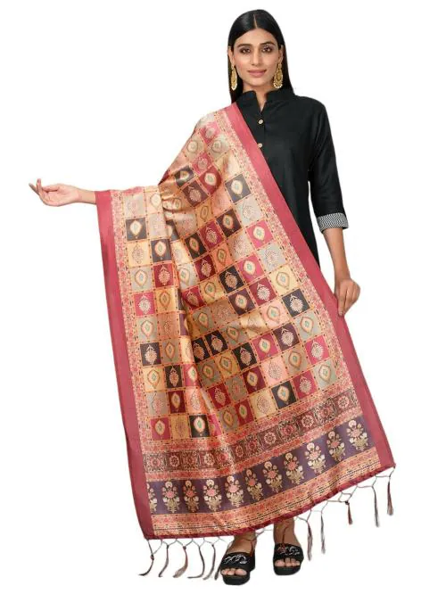 Buy Negchaar Women Printed Silk Beautiful Dupatta Online at Best Prices ...