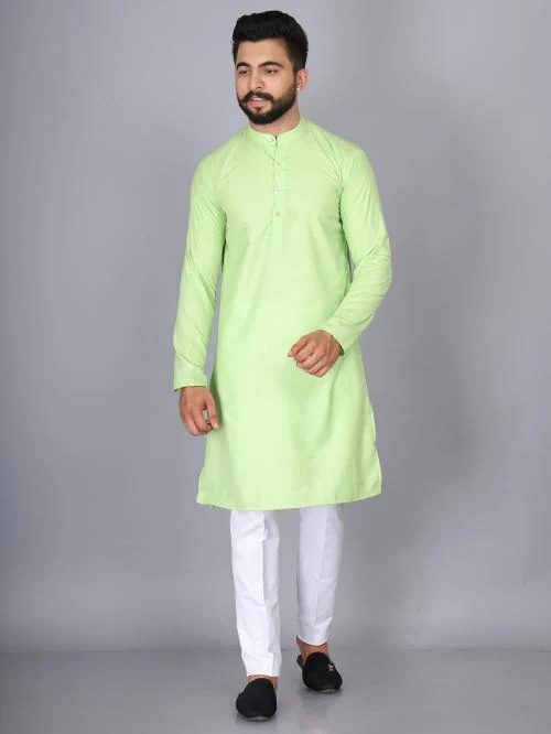 Buy Rajwanshi Men Kurta Pyjama Set LightGreenWhite- Kurta Payjama Set ...