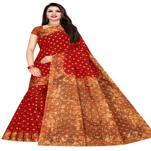 Buy Tamaira Fashion Red Pure Cotton Saree for women Online at Best ...