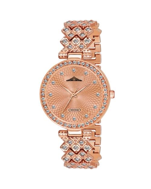 Buy OHHO-O1-ROSE GOLD-CH Rose Gold Mesh Strap Girls & Ladies Analog ...