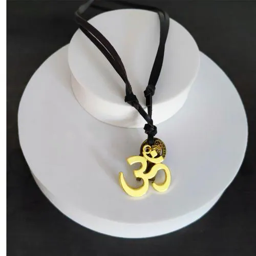Buy M Men Style Religious Om Aum Ohm Gold Zinc, Metal And Leather ...