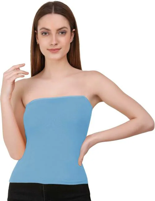 Buy THE BLAZZE_Women Cotton Blend Light Blue Tube Top_L Online at Best Prices in India - JioMart.