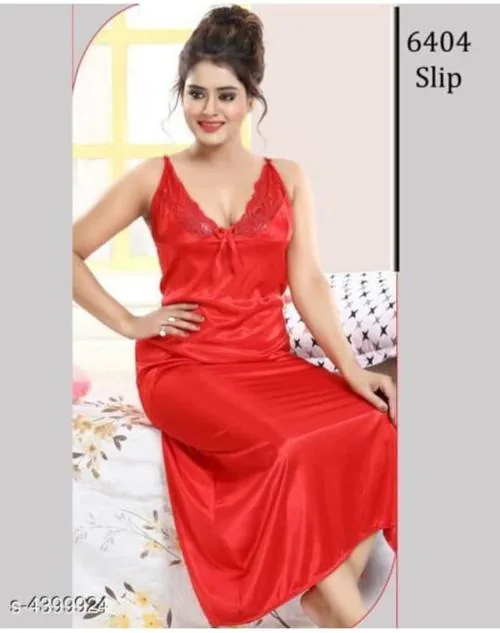 Buy Color Magic Womens Satin Nighty (6404) - Red Online at Best Prices ...