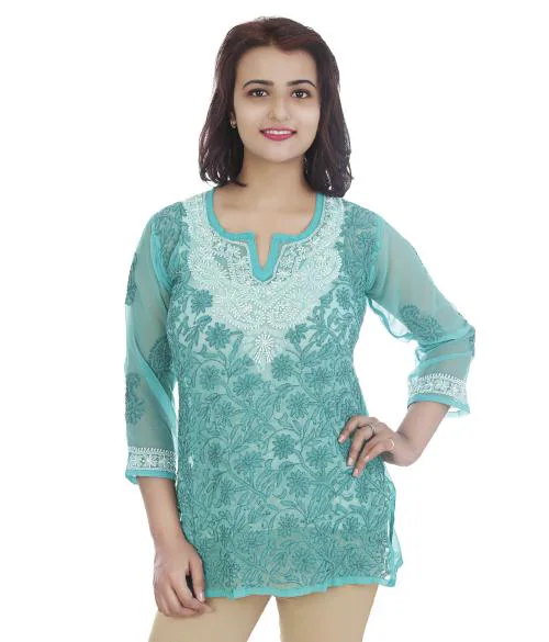 Buy Ethnava Women’s Hand Embroidered Modern Short Kurti Design Online ...