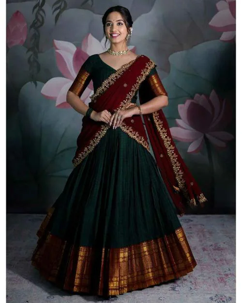 Buy FABCARTZ South Indian Traditonal Wedding Half Saree for Women ...