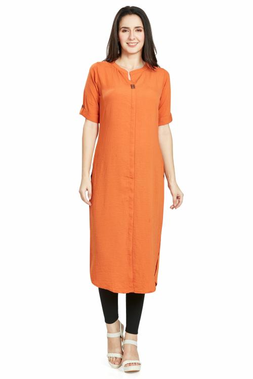 Buy nioni Woman’s Straight Fashionable Round Neck kurta with folded ...