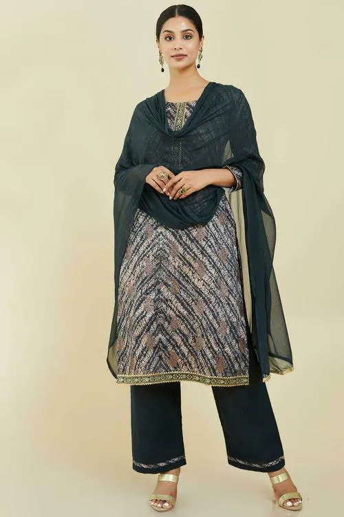 Buy SOCH Women Black Woven Single Unstitched Dress Material (Free Size ...