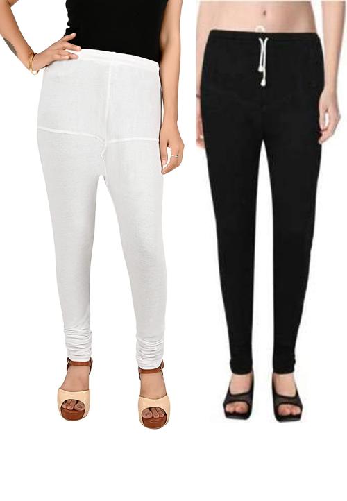 Buy Kex white Black Solid Cotton Churidar Length Leggings women Leggings Girls Leggings Leggings ...