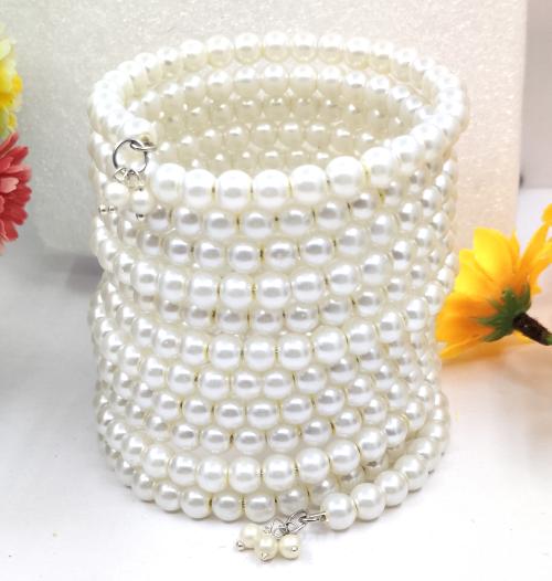 Buy Navjai Beautiful White Spiral Wrap Bracelets Bangles Set for Women ...