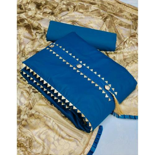 Buy GURHAL Embroidered Cotton Unstitched Dress Material Blue Online at ...
