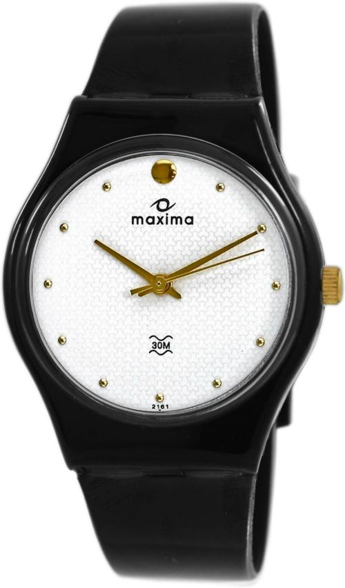 Buy Maxima Analog White Dial Black Strap Watch For Men (02161PPGW ...