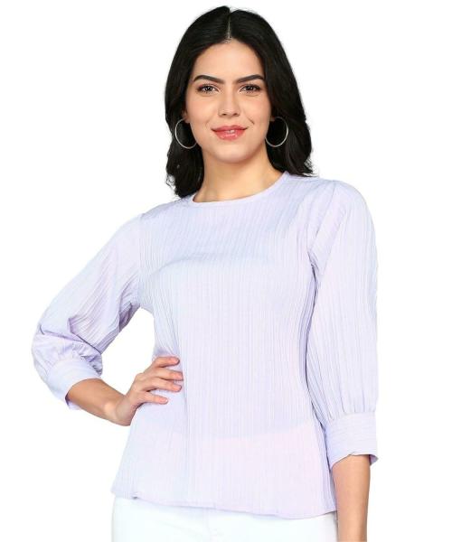 Buy Retrovis Women Lavender Textured Tops M Online at Best Prices in ...