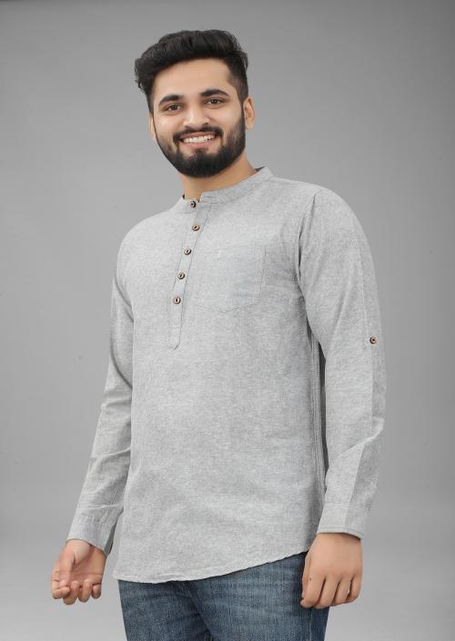 Buy FILOSE JEANS Mens Wear Pure Cotton Grey Color Short Kurta Online at ...