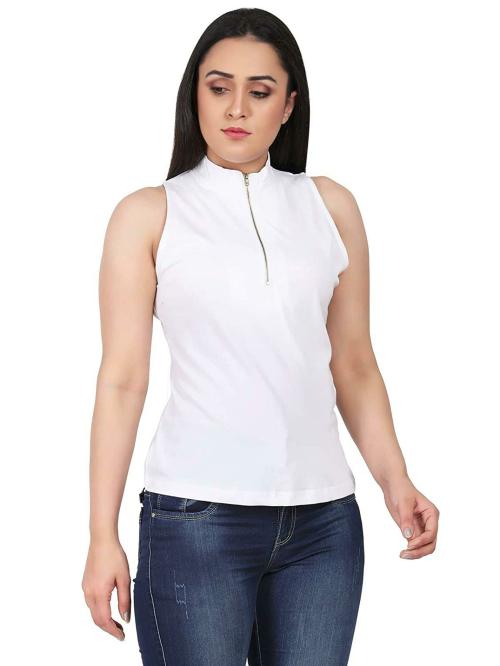 Buy JS Clothing Women White Cotton Solid Top (XL) Online at Best Prices ...