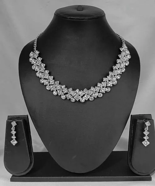 Buy Manath Alloy Earring and Necklace Set (Silver color) Online at Best ...