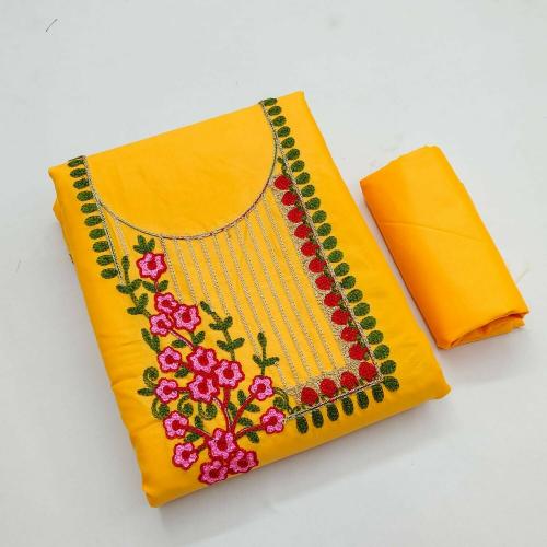 Buy GURHAL Embroidered Cotton Unstitched Dress Material Yellow Online ...