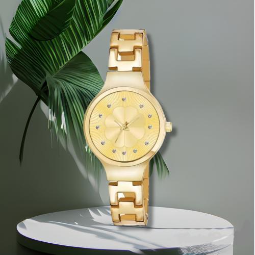 Buy Varni Retail Diamond Flower Dial Golden Metal Wathces For Woman ...