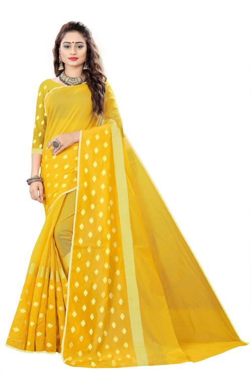 Buy SAREYA VEELA Assam Silk Women Green Polka Cotton Linen Sarees Online at Best Prices in India ...