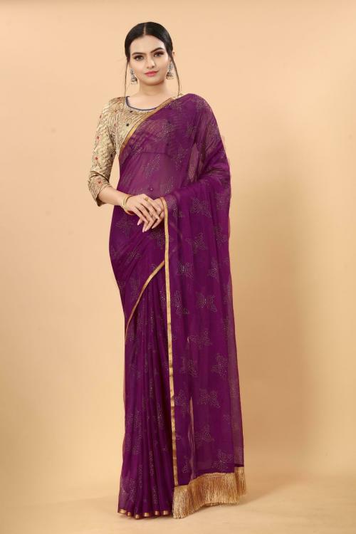 Buy Febo Fashion Women Pink Self Design Georgette Single Saree Online ...