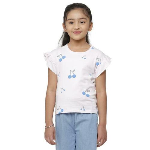 Buy De Moza Girls White Printed Cotton Top - 4 to 5 Years Online at ...