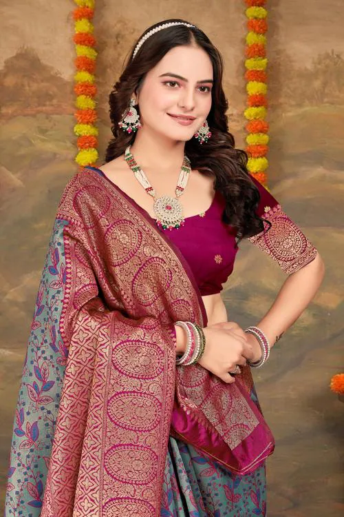 Buy Om Shantam sarees Morpich Woven Self Design Kanjivaram Banarasi ...