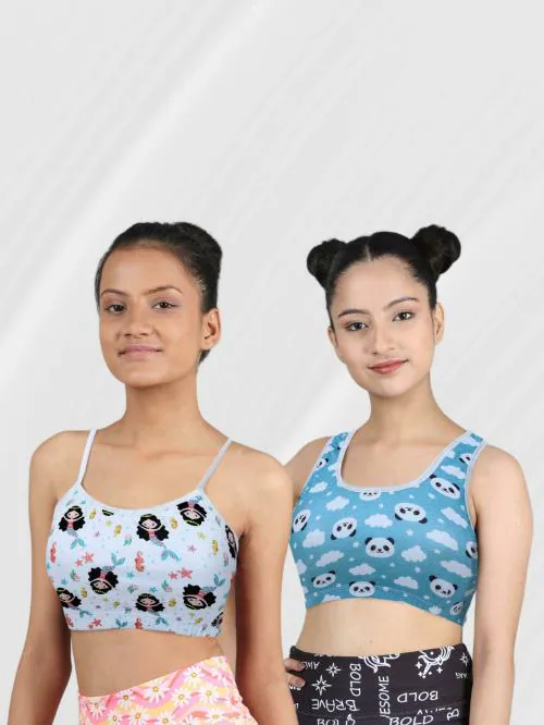 Buy Dchica Set of 2 Double Front Layer Beginner & Sports Bra For 8 to ...