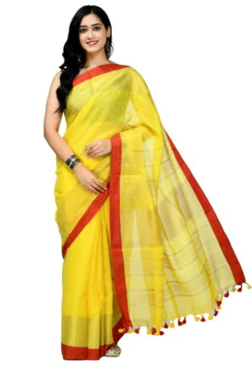 Buy Moeza Women Yellow Pack Of 2 Saare With Unstitched Blouse Piece ...